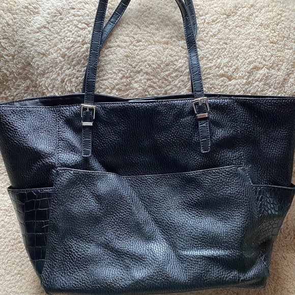Merona | Bags | Merona Large Black Textured Tote Bag 95x115 In | Poshmark